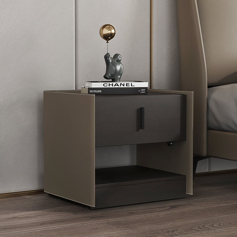 ACEX公式/ベッドサイドテーブル 高級感 本革 LEDセンサーライト